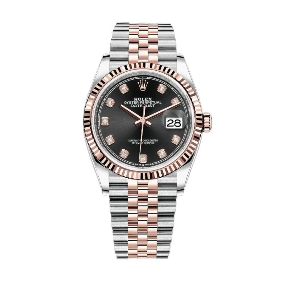 Đồng Hồ Nam Rolex Steel Everose Rolesor Datejust 36mm Black Dial 126231 ...