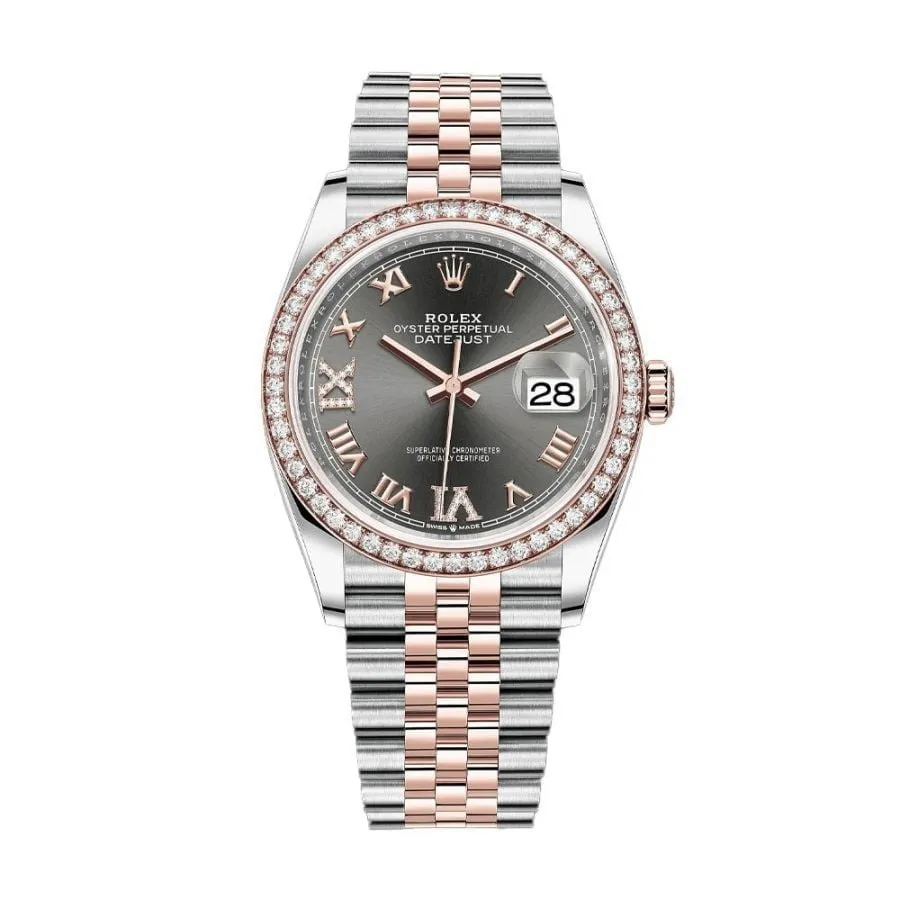 Đồng Hồ Rolex Steel Everose Rolesor Datejust 36mm 126281RBR Dark Grey ...