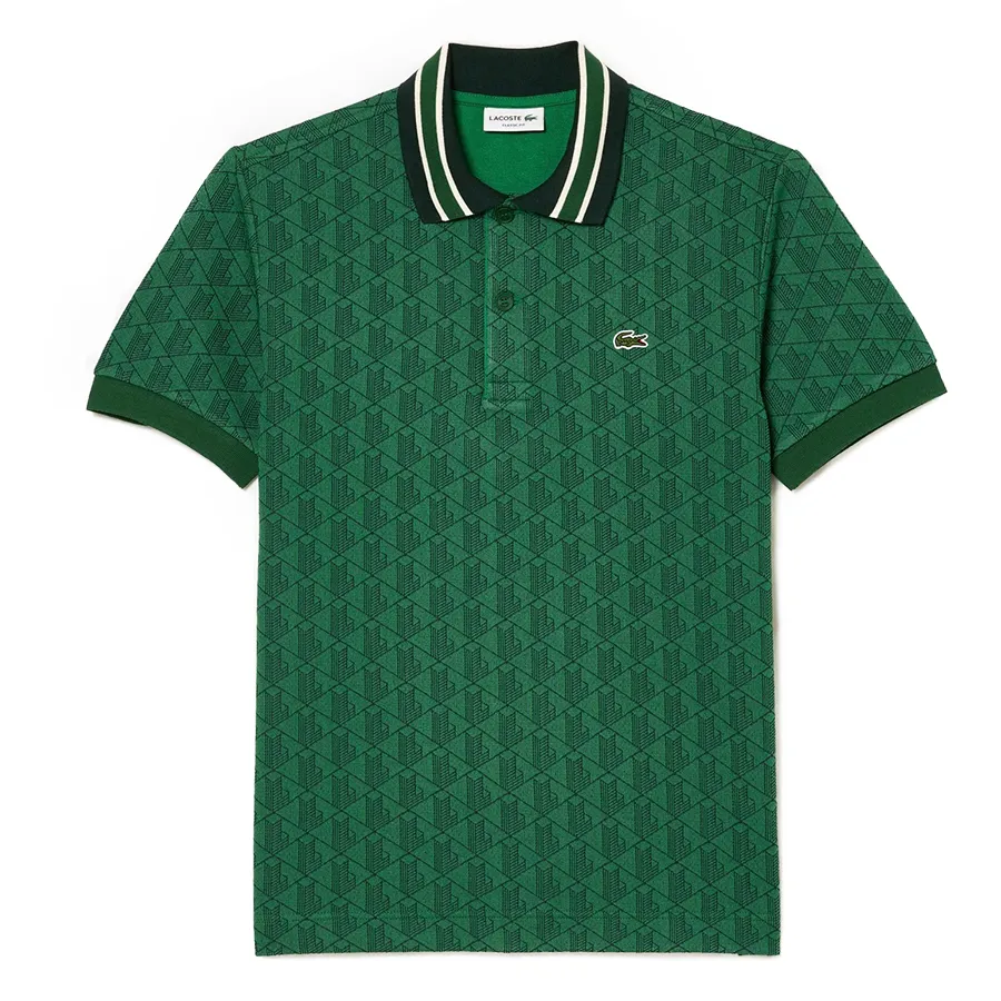 Áo Polo Nam Lacoste Men's Classic Fit Contrast Collar Monogram DH1417 51 QIJ Màu Xanh Lá Size 3 ...