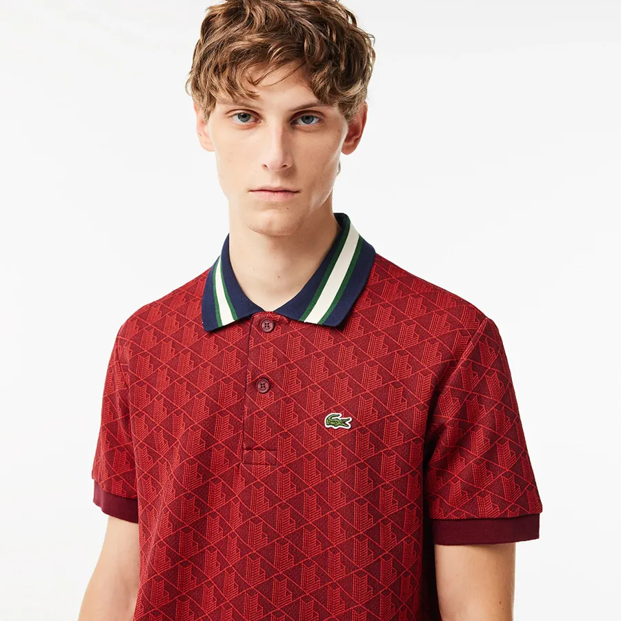 Mua Áo Polo Nam Lacoste Men's Classic Fit Contrast Collar Monogram DH1417 51 SWM Màu Đỏ Size 3 ...