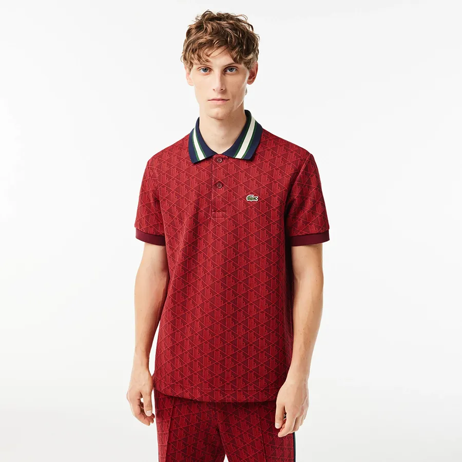 Mua Áo Polo Nam Lacoste Men's Classic Fit Contrast Collar Monogram DH1417 51 SWM Màu Đỏ Size 3 ...