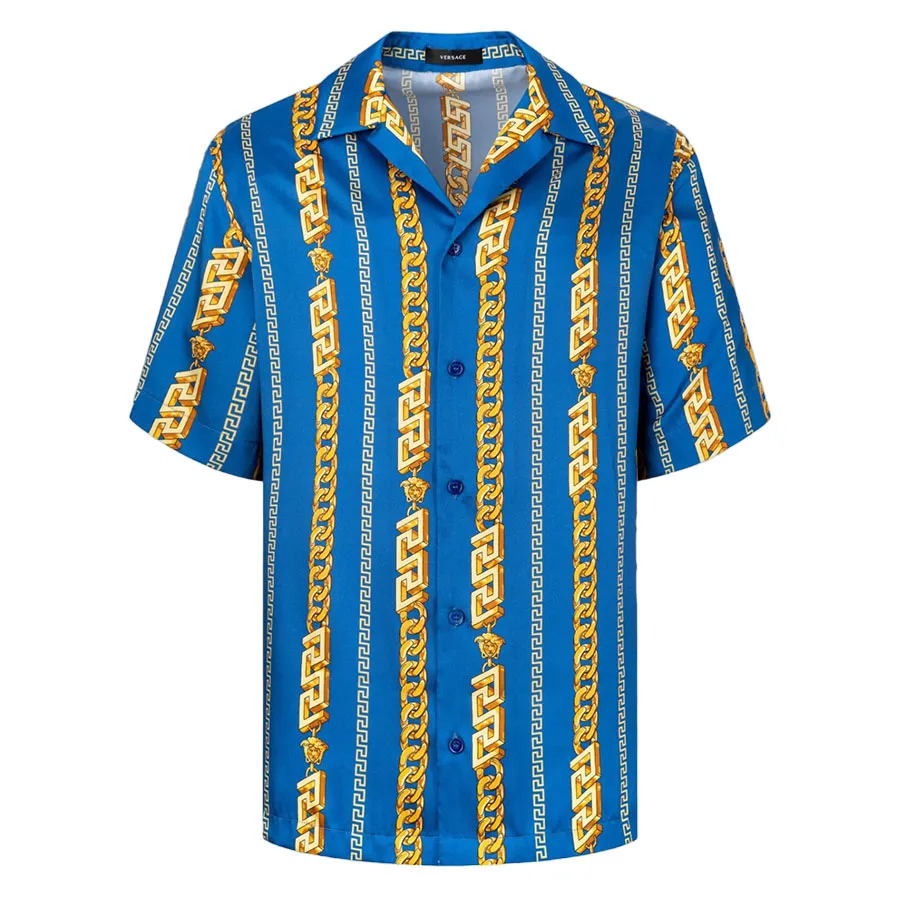 Áo Sơ Mi Nam Versace Blue With Pattern Printed 1005025 1A07626 5U270 ...