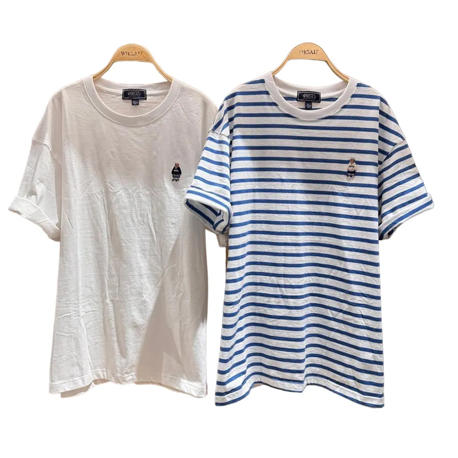 Set 2 Áo Phông WHOAU Collection Tshirt Màu Xanh Kẻ - Trắng | Vua Hàng Hiệu