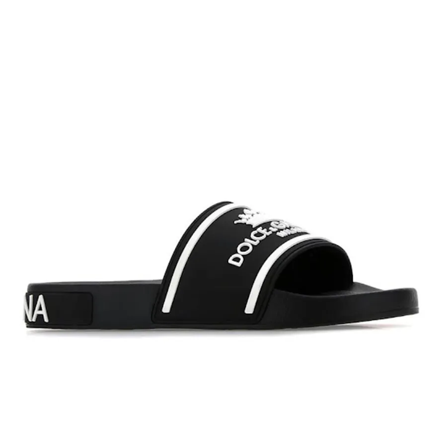 Dép Nam Dolce & Gabbana D&G Black Slides With Logo CS1884 Màu Đen Size ...