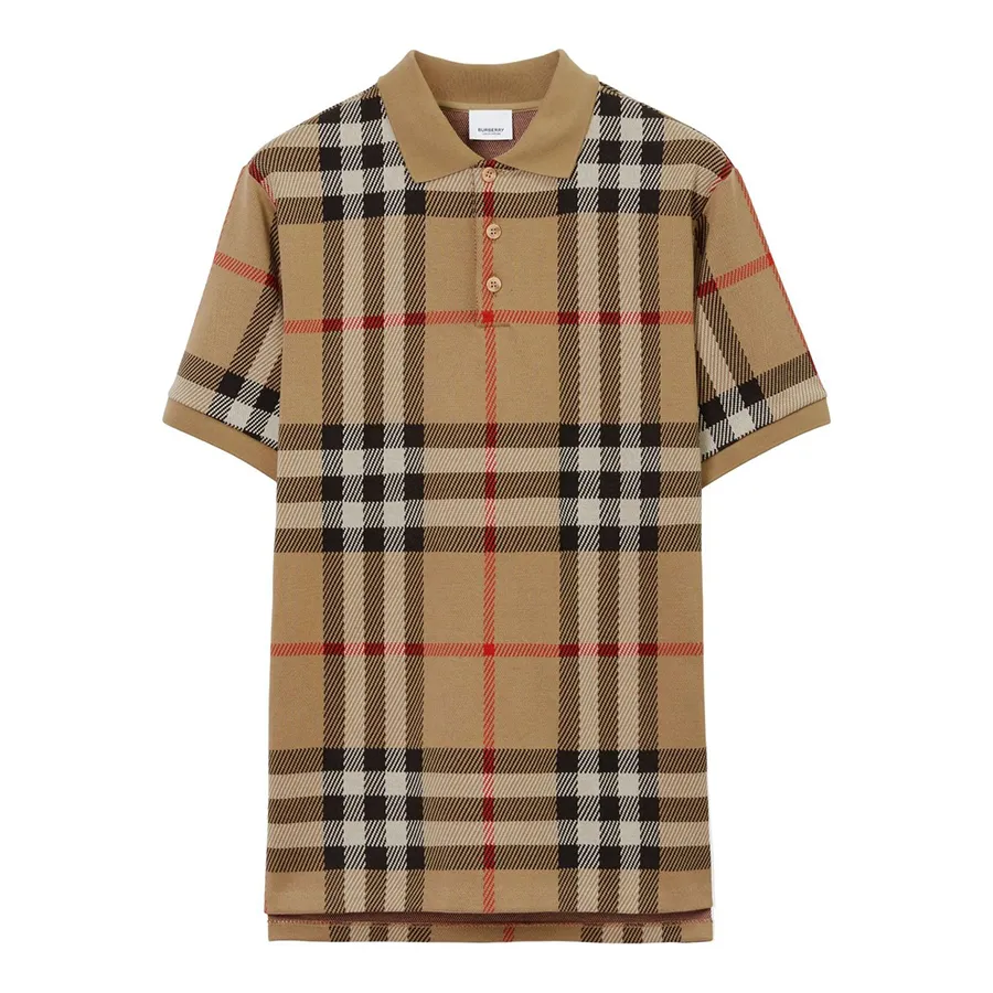 Áo Polo Nam Burberry Check Cotton Shirt 8072663 Màu Beige Size XS | Vua ...