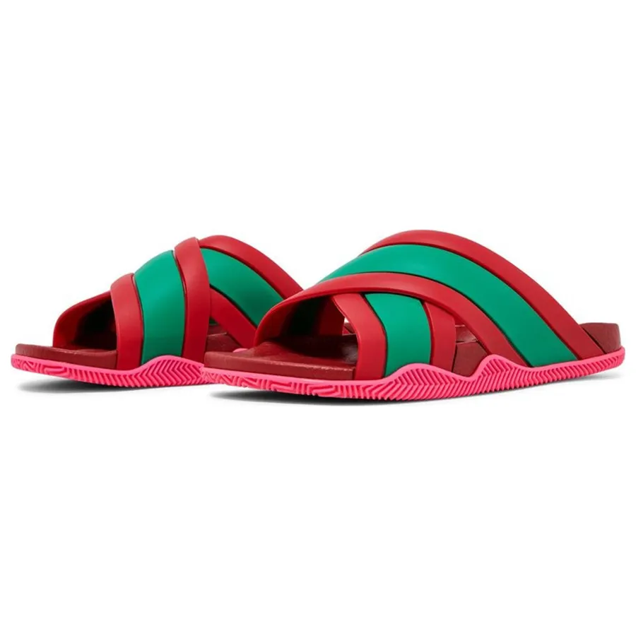 Dép Nữ Gucci Web Stripe Slide Sandal Coral 627820 Màu Đỏ Phối Xanh Size ...