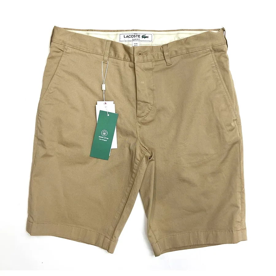 Quần Short Nam Lacoste Men's Slim Fit Stretch Cotton Bermuda Shorts FH2647-00-02S Màu Beige Size ...