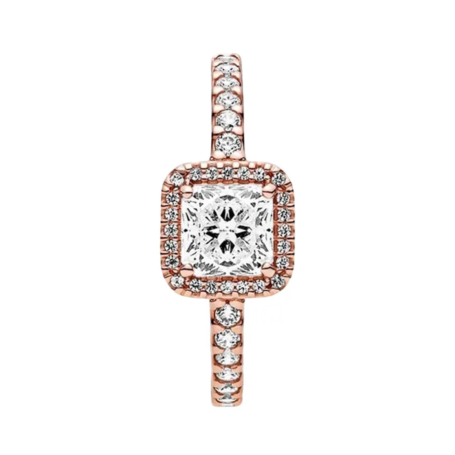 Nhẫn Nữ Pandora Square Sparkle Halo Ring 188862C01 Vàng Hồng Size 60 ...