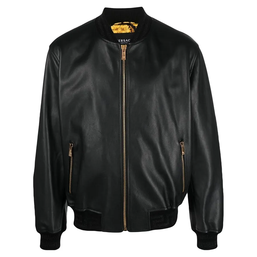 Áo Khoác Nam Versace Greca Leather Bomber Jacket Màu Đen Size 50 | Vua ...