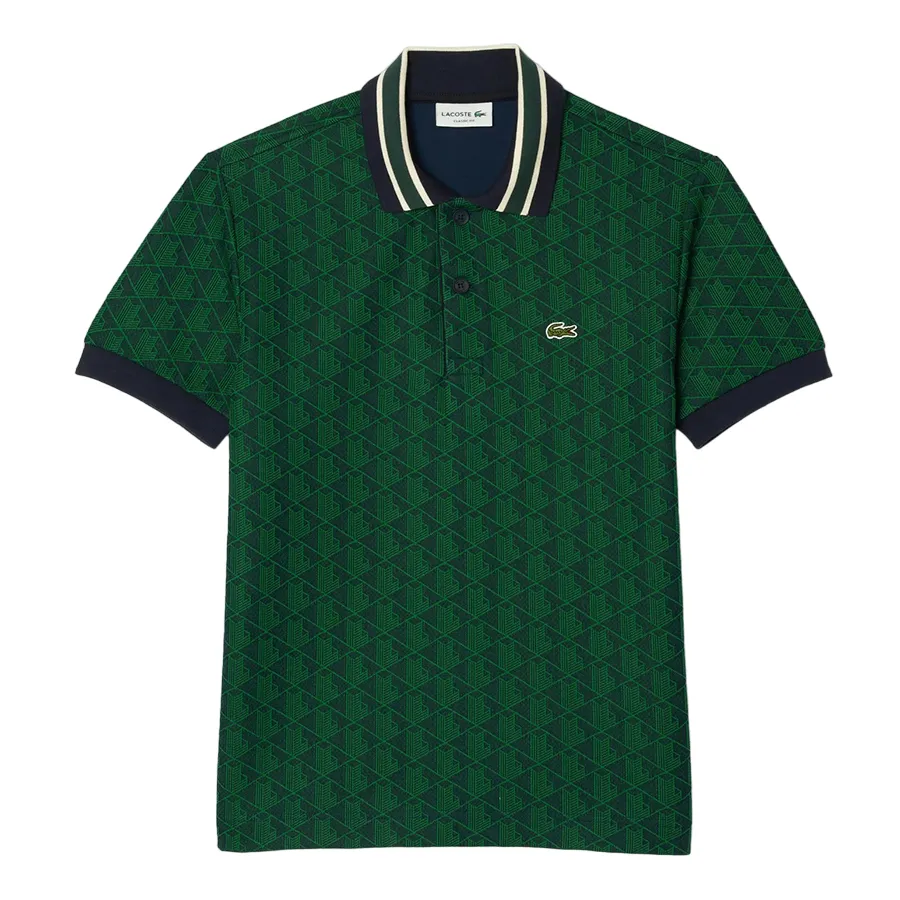 Áo Polo Nam Lacoste Men's Classic Fit Contrast Collar Monogram DH1417 - IQ0 Màu Xanh Lá Size 3 ...