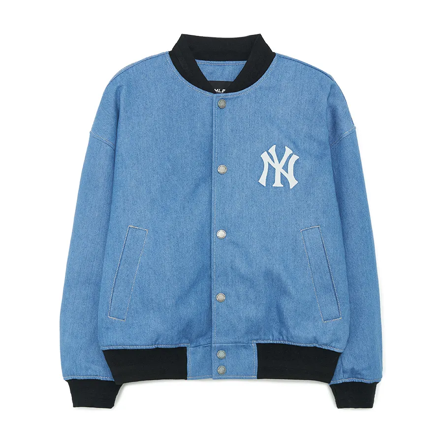 Áo Bomber MLB Cursive Logo Denim Jacket New York Yankees 3ADKR0134 ...