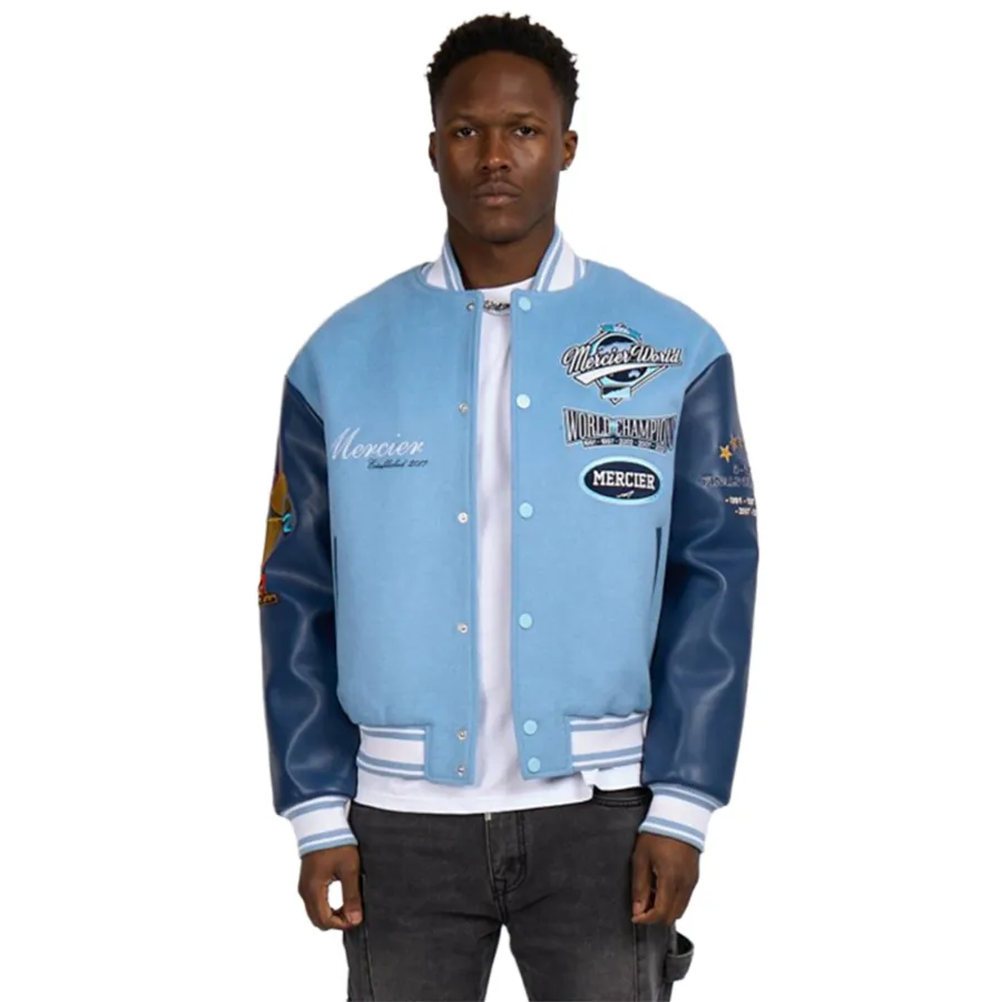 Áo Bomber Nam Mercier Men's Placid Blue Rodman Varsity Jacket Màu Xanh ...