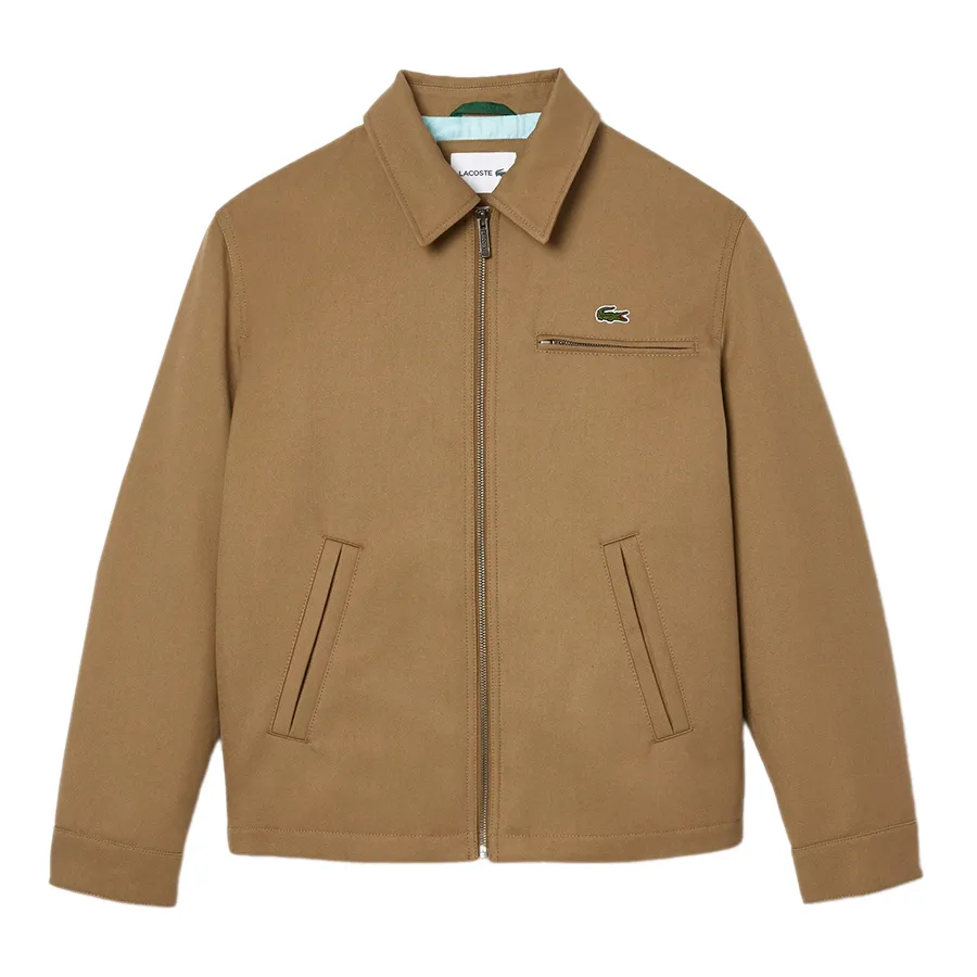 Áo Khoác Nam Lacoste Cotton Zipper Jacket BH5958-SIX Màu Be Nâu Size 48 ...