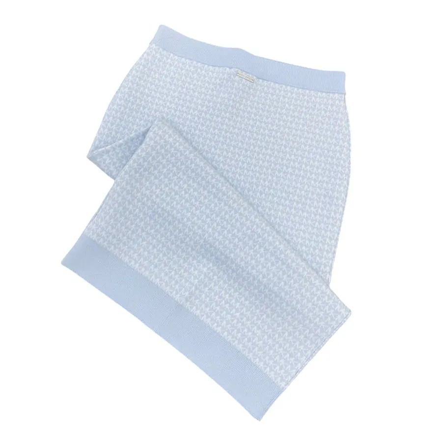 Chân Váy Len Michael Kors MK Logo Jacquard Pencil Skirt Màu Xanh Nhạt ...