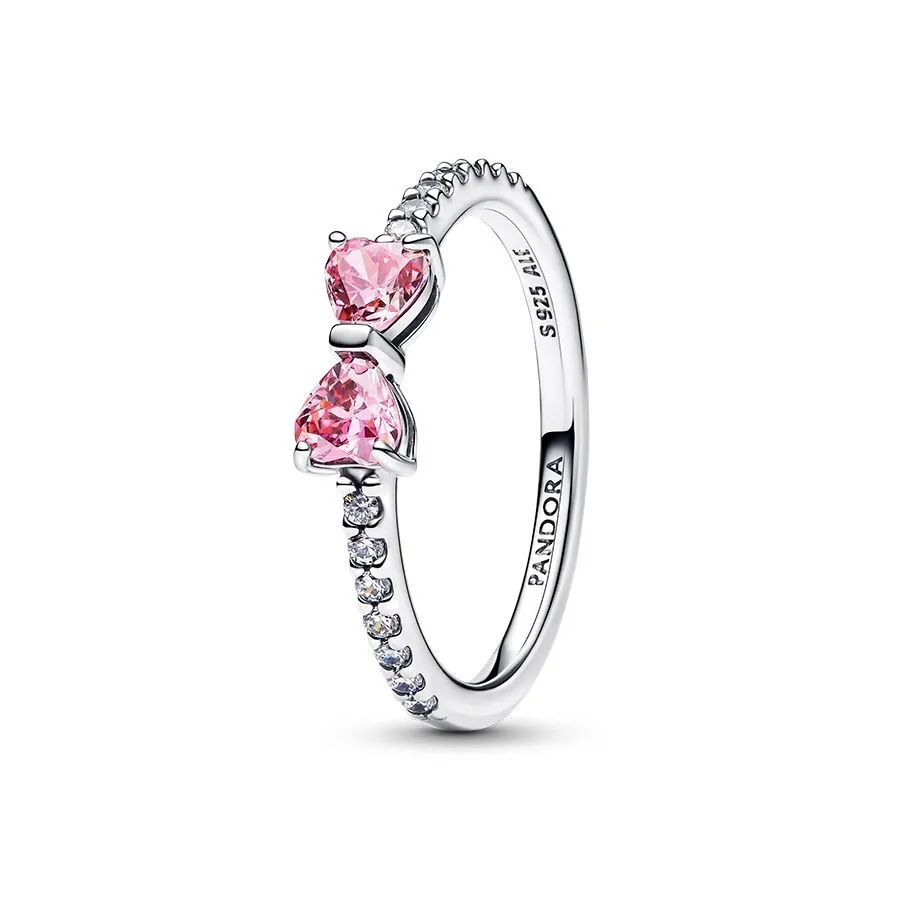 Nhẫn Nữ Pandora Sparkling Pink Bow Ring 193510C01 Màu Hồng Bạc Size 56 ...