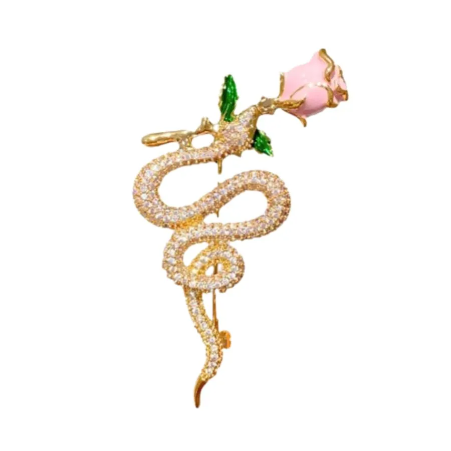 Cài Áo Nữ Meri Floral Snake BR830 Màu Vàng Hồng | Vua Hàng Hiệu