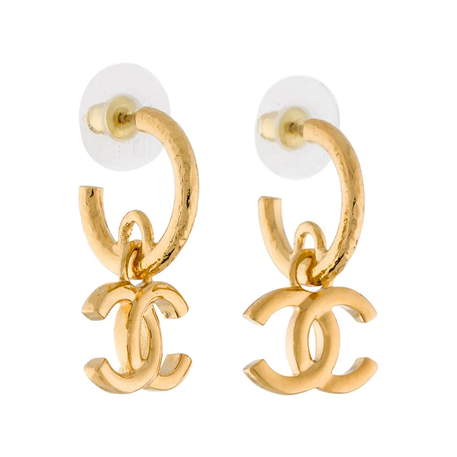 Khuyên Tai Nữ Chanel Coco Autre Marque Mark Hoop Earrings Gold Màu Vàng Gold | Vua Hàng Hiệu