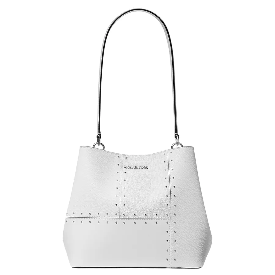 Túi Đeo Vai Nữ Michael Kors MK Pratt Medium Studded Patchwork And Signature Logo Shoulder Bag ...