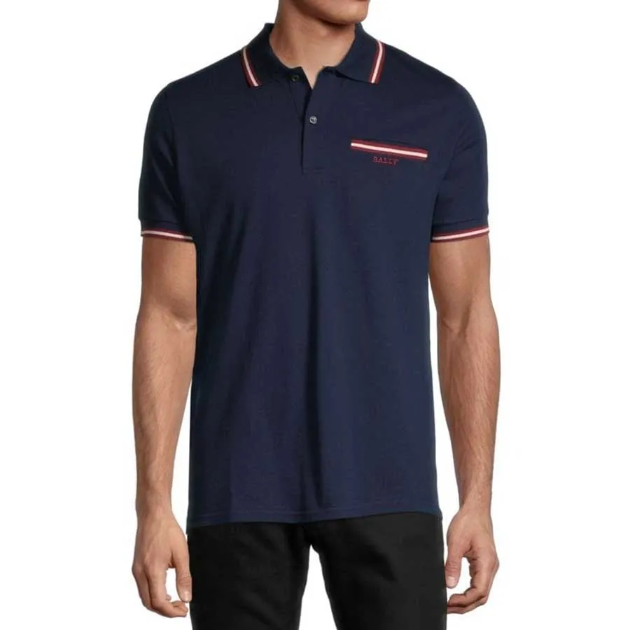 Áo Polo Nam Bally Tipped Logo Polo Màu Xanh Navy Size 50 | Vua Hàng Hiệu