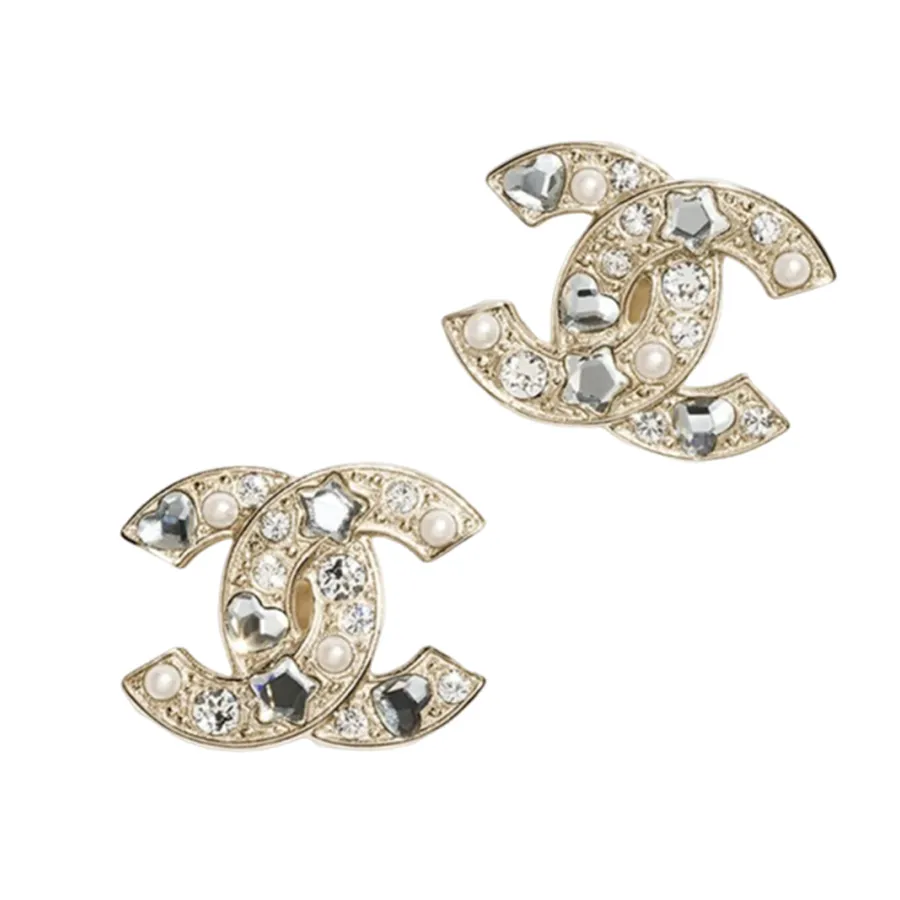 Khuyên Tai Nữ Chanel CC Studs Earrings Màu Vàng | Vua Hàng Hiệu