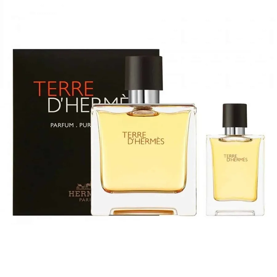 Set Nước Hoa Nam Hermès Terre D'hermès Parfum Pure Perfume (75ml + 12.5ml) | Vua Hàng Hiệu