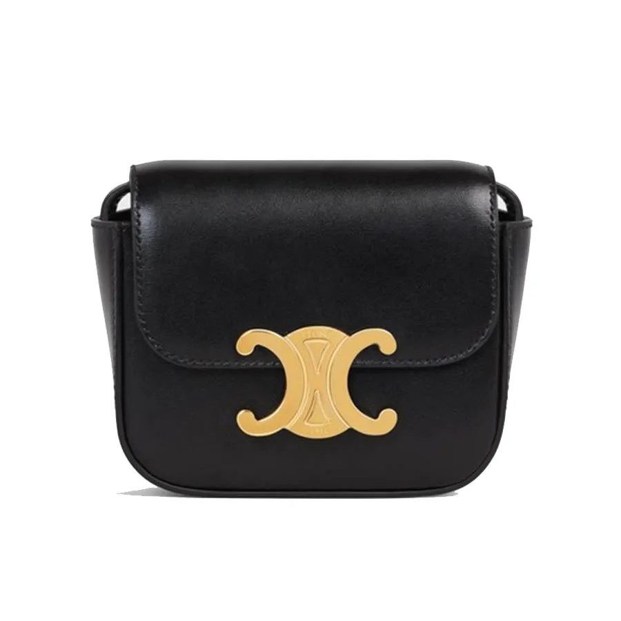 Túi Đeo Chéo Nữ Celine Mini Triomphe In Shiny Calfskin Black Crossbody ...
