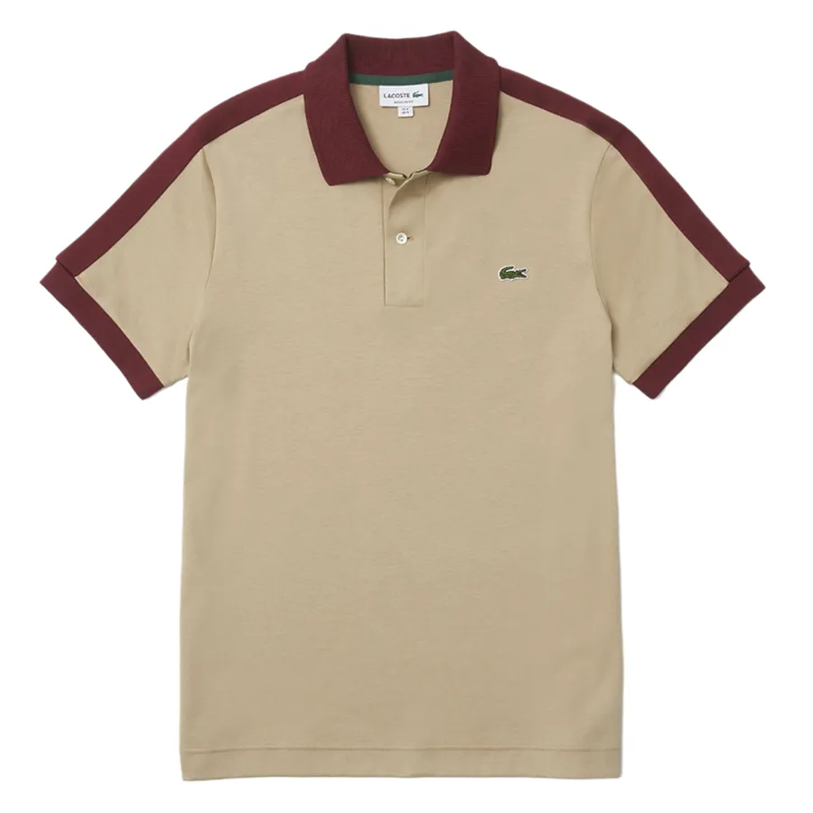 Áo Polo Nam Lacoste Men's Classic Fit Contrast Collar Polo PH9532 Màu Be Đỏ Size 3 | Vua Hàng Hiệu
