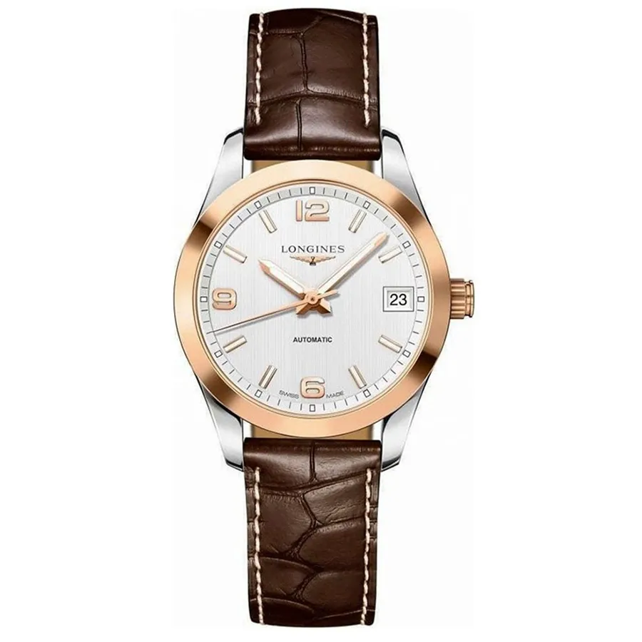 Đồng Hồ Nữ Longines Automatic Conquest 18K L2.385.5.76.3 Watch Màu Nâu Trắng | Vua Hàng Hiệu