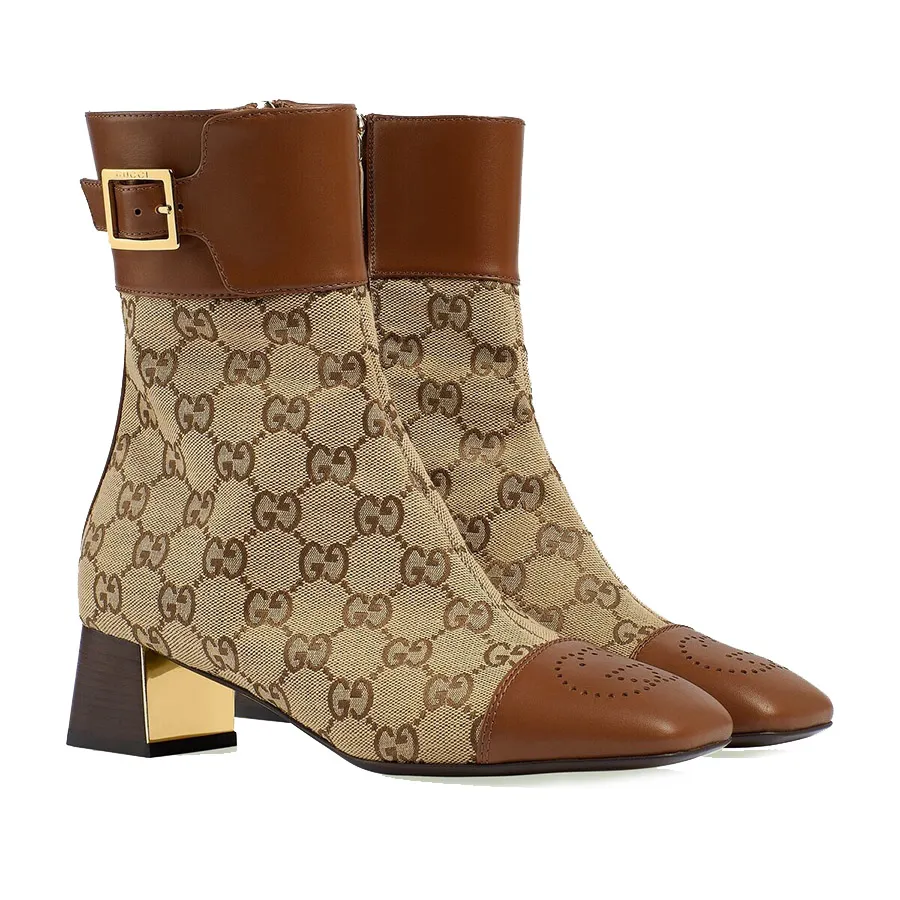Giày Boot Nữ Gucci GG Canvas Ankle 70002321HH02582 Màu Nâu Be Size 35.5 ...