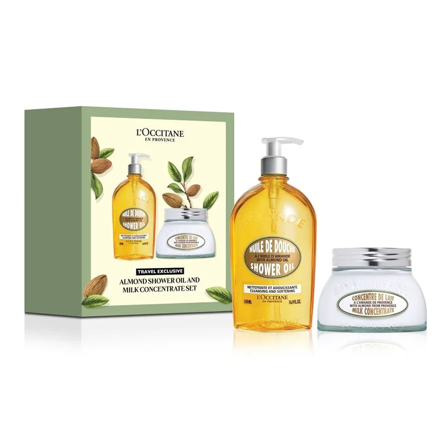 Set Sữa Tắm + Kem Dưỡng L'Occitane Almond Shower Oil With Almond Milk Concentrate Set (500ml ...