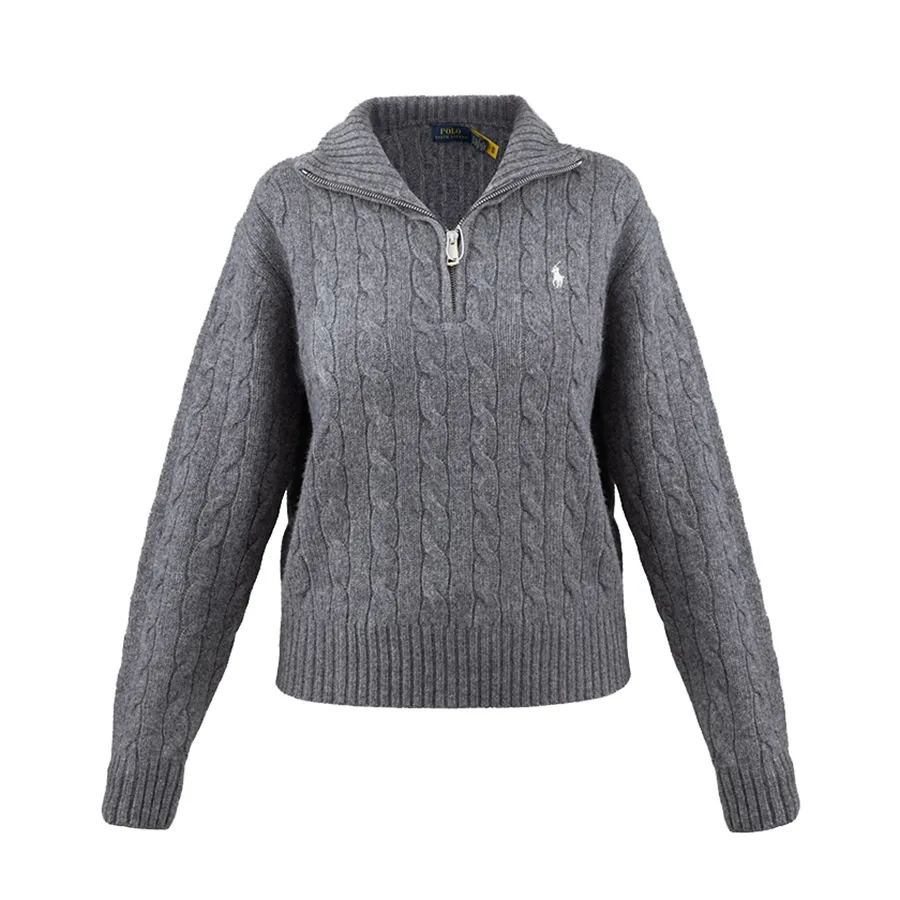 Áo Len Nữ Ralph Lauren Half-Zip Cable Knit Sweater In Grey ...