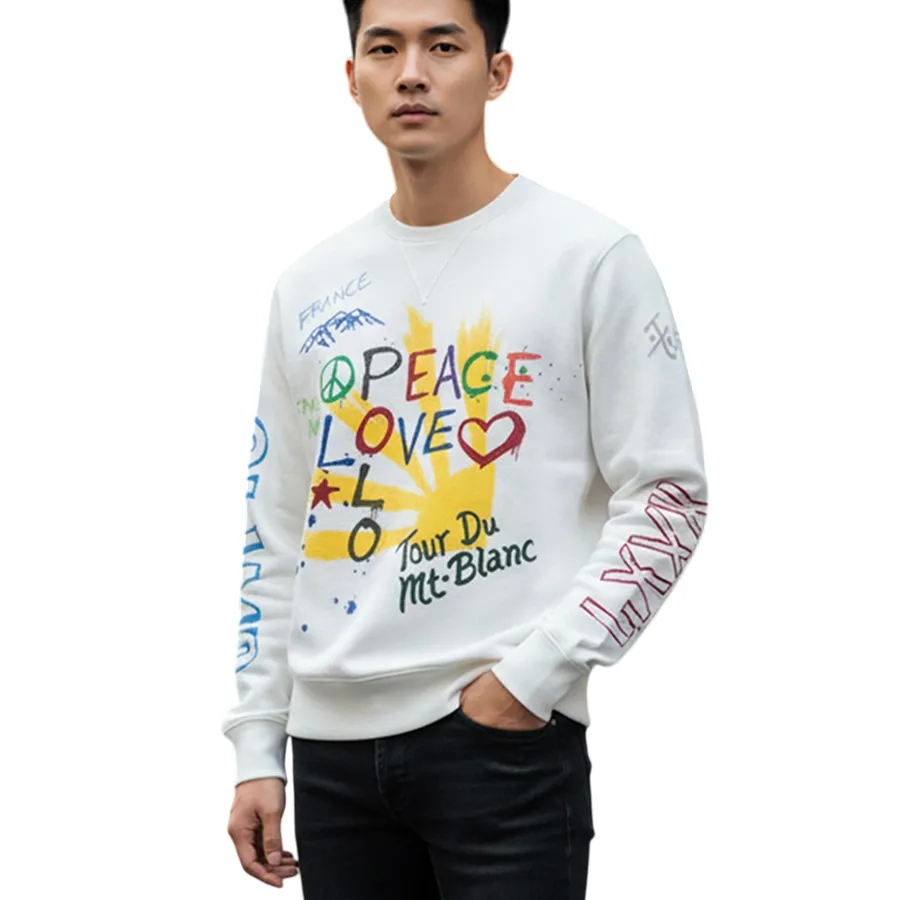 Áo Len Nam Ralph Lauren Peace Love Waffle Knit Crewneck White ...