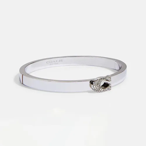 Mua Vòng Đeo Tay Coach Pave Signature Hinged Bangle 91428 Màu Bạc ...