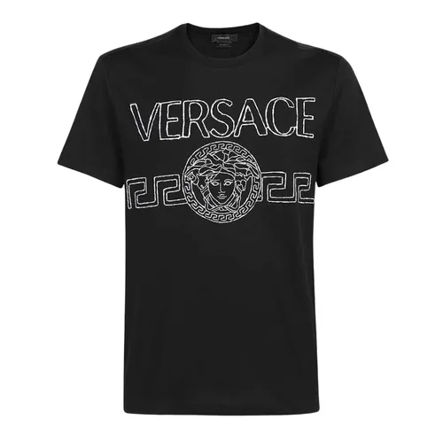 Mua Áo Phông Nam Versace Black With Logo Medusa Embroidered Tshirt ...