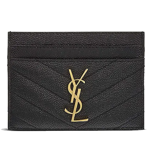 Mua Ví Nữ Yves Saint Laurent YSL Card Holder With Gold Logo Vàng Màu Đen - YSL - Mua tại Vua ...
